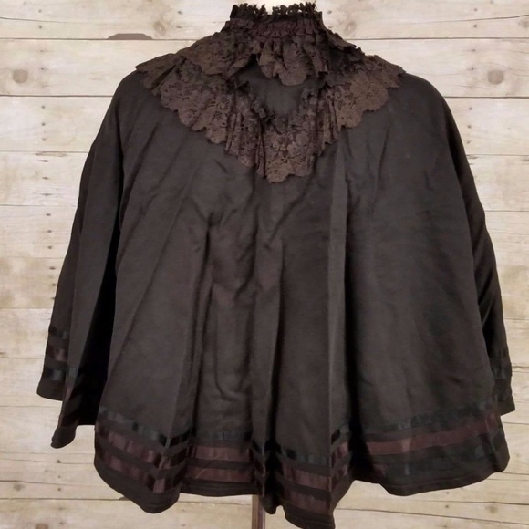 Vintage | Jackets & Coats | Vintage Victorian 88s Black Cape Black Lace ...
